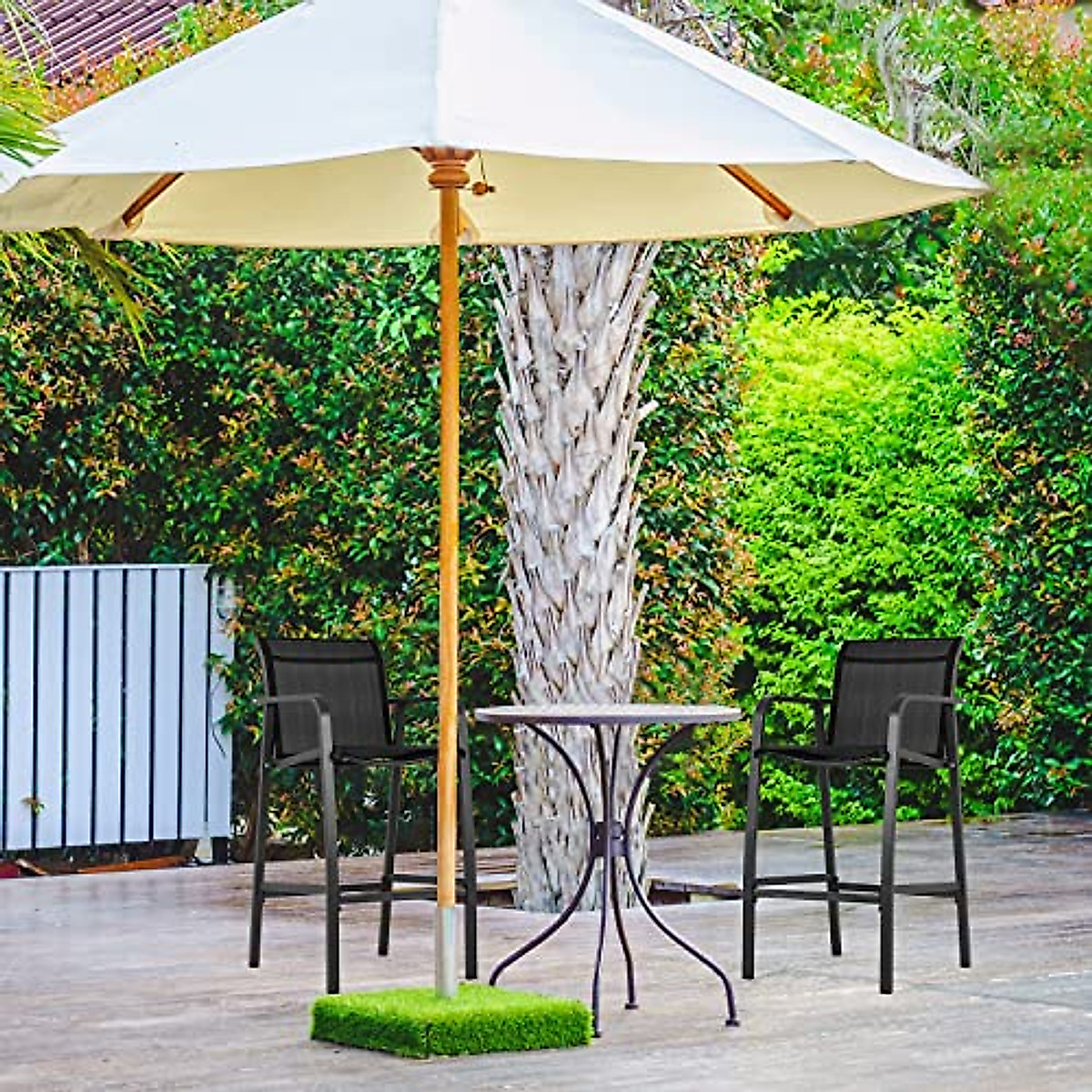 MAMIZO Outdoor Bar Stools Set of 2, Bar Chairs with Footrest and Armrest, Bar Height Patio Stools with High Back for Garden, Courtyard, Pool, Deck, All-Weather Textilene Patio Furniture Set,Bar chairs