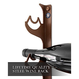 di prima usa Wine Rack Wall Mounted for Wine Bottles - Luxury Metal Wine Rack Mount - Long-Lasting Hanging Wine Rack for Wall Mount, Cellar, Kitchen, Living Room - Single Depth Row – 4 Bottles