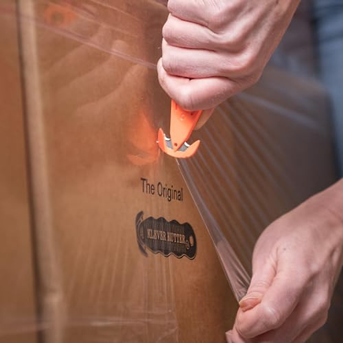 Klever Kutter PLUS Safety Cutter, Carbon Steel Blade, Disposable Package Opener, Utility Knife Cuts Boxes, Film, Tape and More, Orange, 20/pk (PLS-100G)