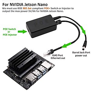 AuviPal Gigabit PoE Splitter for NVIDIA Jetson Nano, Raspberry Pi 4 and More, PoE to Barrel Jack or USB-C 5V/4A Max Power + 10/100/1000Mbps Wired Ethernet, 802.3af/at Compliant