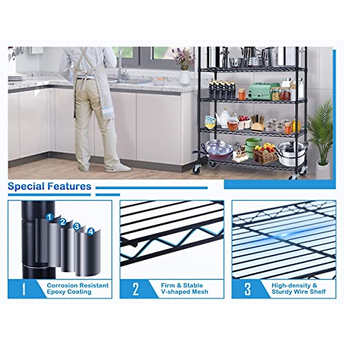 6-Tier Storage Racks, 2100Lbs Capacity Heavy Duty Metal Shelf with ...