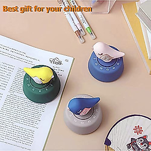 NUOSWEK Cute Bird Timer for Kids, Mechanical Kitchen Timer, Wind Up 60 Minutes Manual Countdown Timer for Classroom, Home, Study and Cooking (Yellow Bird)