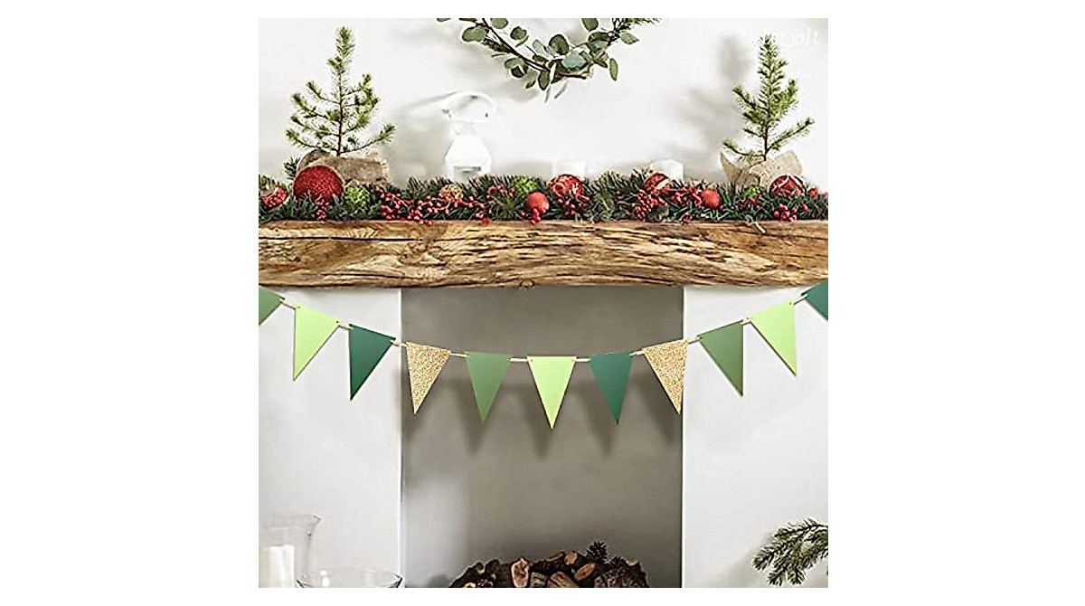 Gold Green Triangle Banner Decoration for Celebrations | Letjolt