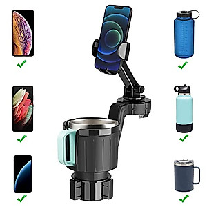 Seven Sparta Cup Holder Phone Mount for Car Cup Holder Expander Adjustable Base with 360° Rotation Cup Phone Holder for Car Compatible with iPhone Samsung Galaxy All Smartphones Upgrade 2-in-1
