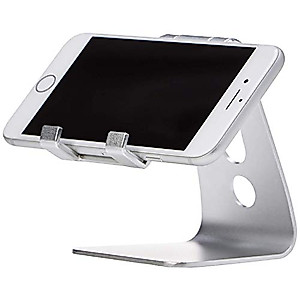 Amazon Basics Adjustable Aluminum Cell Phone Desk Stand for iPhone and Android, Silver