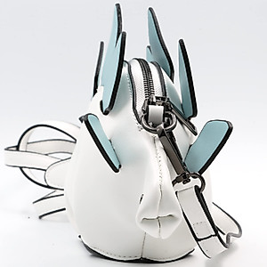 WLC Dinosaur Shoulder Purses,PU Cartoon CrossBody Bag for Girl Women(White)