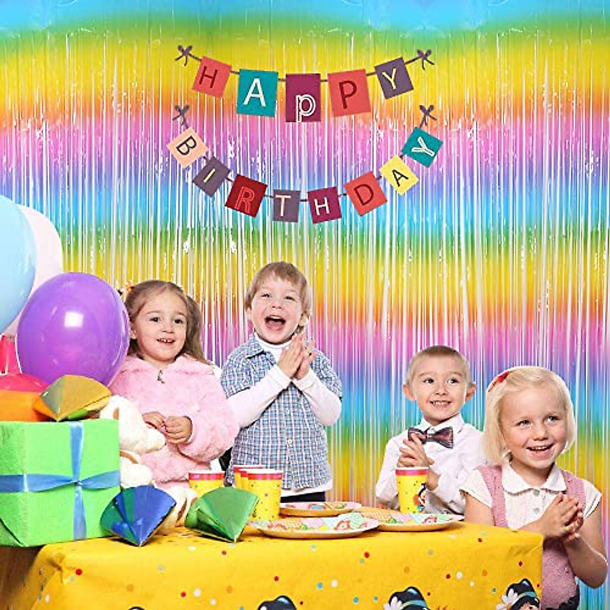 3 Pack Fringe Curtains Party Decorations,Tinsel Backdrop Curtains for Parties,Photo Booth Wedding Graduations Birthday Christmas Event Party Supplies (Macarone Rainbow