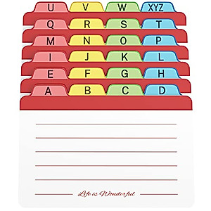 Neando 3 x 5 inches Index Card Dividers, Alphabetical Tabbed Index Cards Guides, Colored Note Cards, File and Recipe Guides with Alphabetical Tabs, Assorted Colors, 24 Counts, A-Z Guide