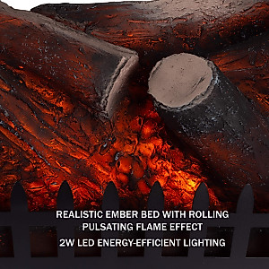 LED Electric Log Insert for Fireplaces-Heater with Realistic Energy Efficient LED Glowing Flame Ember Bed-Home and Hearth Accessories by Lavish Home