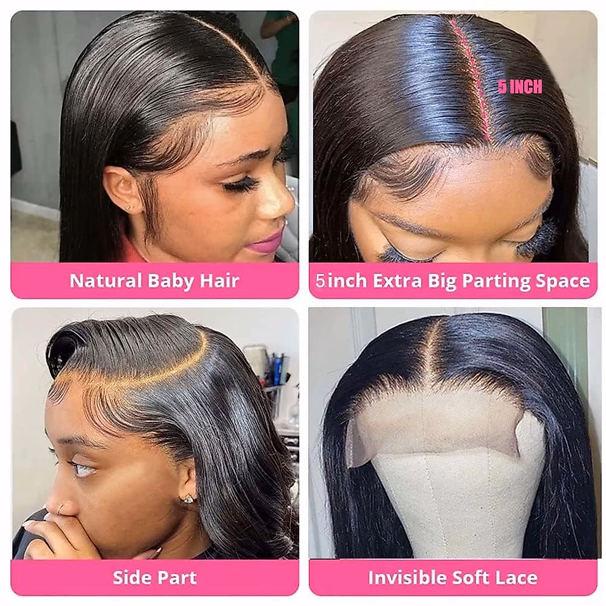 LRSICAL Lace Front Wigs Human Hair Straight 5x5 HD Lace Closure Wigs Human Hair Pre Plucked 180 Density Straight Human Hair Wigs for Black Women (5x5 Hd Lace Closure Wigs, 20 Inch, Straight)
