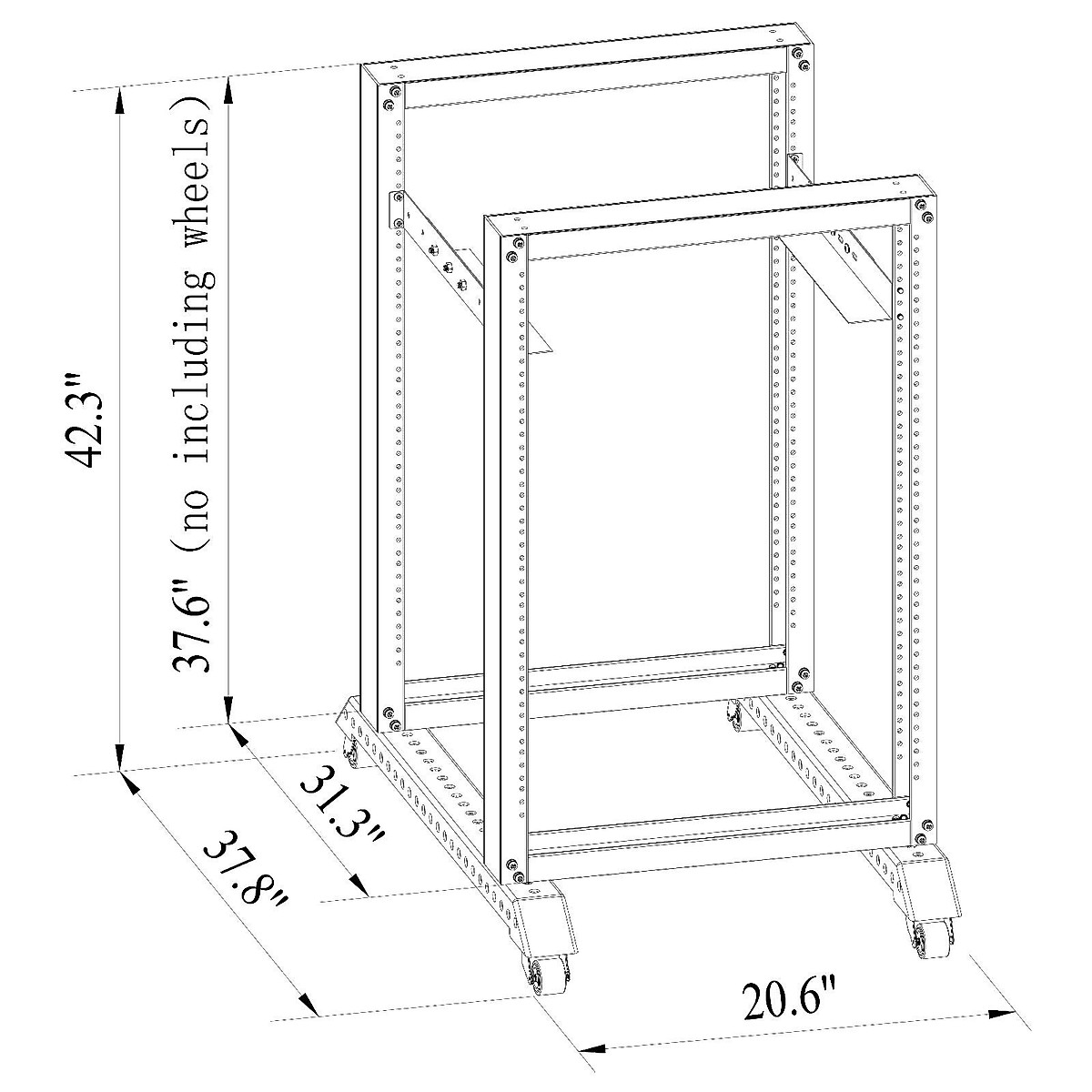 RAISING ELECTRONICS 20U 3FT 4 Post Open Frame 19inch Server Rack 31inchDeep
