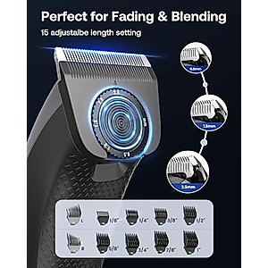 GLAKER Hair Clippers for Men - Cordless & Corded 2 in 1 Hair & Beard Trimmer with ABS Guards, Detachable Blades & Turbo Motor, Professional Haircutting Kits for Blending & Fade Cuts