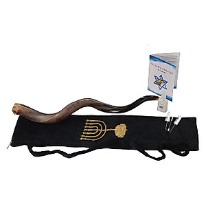 Yaliland Shofar Horn Musical Instrument - Authentic Kosher Kudu Ram Horns from Israel - Includes Bag, Book Guide, 3 Brushes - Ideal for Religious Ceremonies - 35"-39", Fully Polished