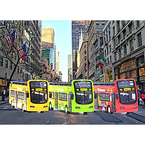 Ailejia City Bus Sightseeing Double Decker Bus Model Open Top Pull Back Toy Die Cast Pull Back Vehicles Mini Model Car Lights and Music (Red)