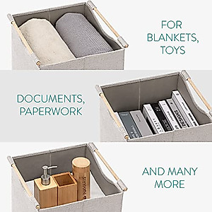 Navaris Foldable Storage Cubes (Set of 4) - 12x12x12 Storage Cube Bins Compatible with Kallax - Storage Bins for Shelf Unit Fabric and Wood Baskets