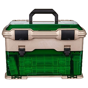 Flambeau Outdoors T5 Multiloader Tackle Box, Fishing Organizer with Tuff Tainer Boxes Included, Green/Gold