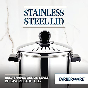 Farberware Classic Series Stainless Steel 8-Quart Covered Straining Stockpot with Lid, Stainless Steel Pot with Lid, Silver