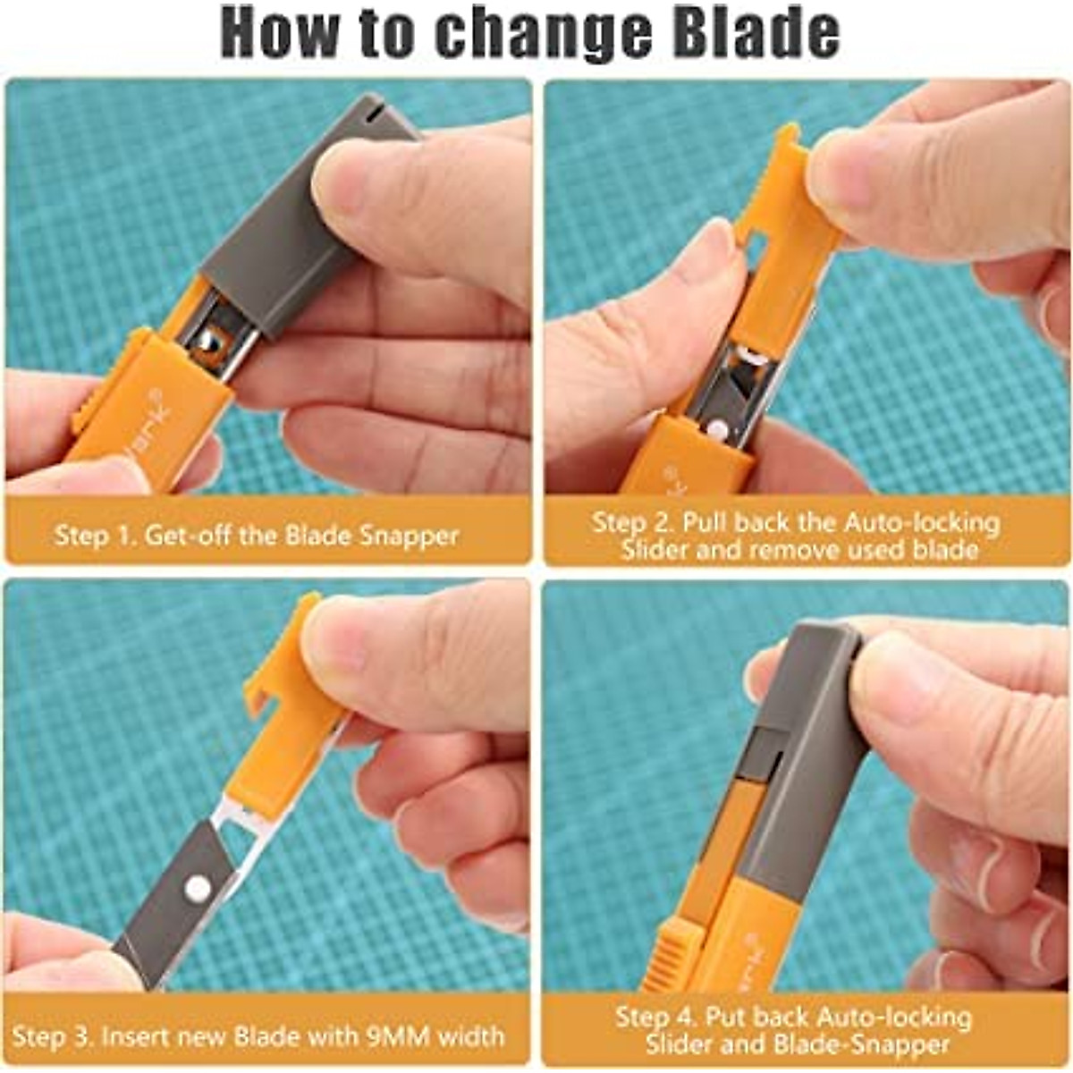 Mulwark 16PC Box Cutter Retractable Utility Knife Set - Heavy Duty Craft Knife with 10PC Sharp Snap-off 9MM 30 Degree Blades, 5PC 60 Degree Blade for Precision Cutting