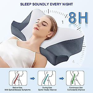 FAIORD Memory Foam Cervical Neck Pillows, Cervical Pillow for Neck and Shoulder Pain Relief, Orthopedic Ergonomic Contour Back Support Pillow for Side, Back & Stomach Sleepers with Cooling Pillowcase