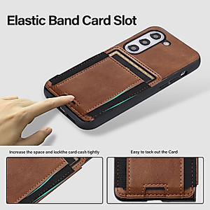 JINGANGYU JGY Samsung Z Fold 5 Case Leather Wallet, Z Fold 5 Wallet Case with Card Slots Flip PU Leather Card Holder Rugged Non-Slip Full Body Drop Protector Back case for Z Fold 5 (Flip Brown)