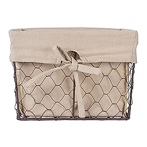 DII Farmhouse Chicken Wire Storage Baskets with Liner, Small, Rustic Natural, 9x7x6", 3 Piece