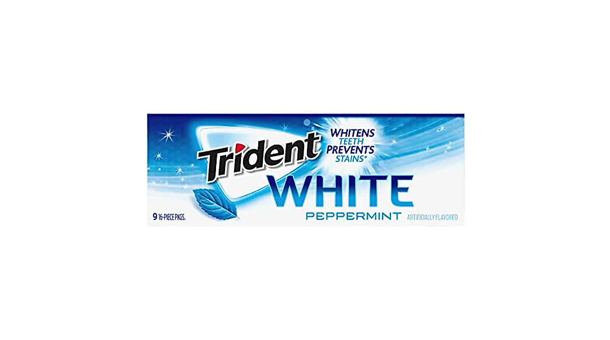 Trident White Peppermint Sugar Free Gum - Freshen Breath & Whiten Teeth