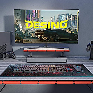 DESINO Gaming Desk 47 inch PC Computer Desk, Home Office Desk Table Gamer Workstation with Cup Holder and Headphone Hook, Gray