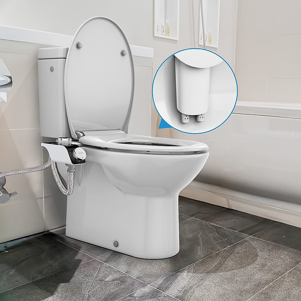 Huloretions Bidet Toilet Seat Attachment, Non-Electric Bidet Attachment for Toilet Seat, Self Cleaning Water Sprayer with Adjustable Water Pressure Nozzle