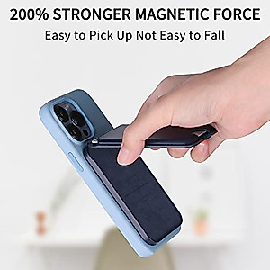 H JIDOHUN Magnetic Wallet Card Holder with Adjustable Stand for iPhone 15/14/13/12 Series, Not for iPhone 13/12 mini - 3 Card Holder, Vegan Leather (Blue)