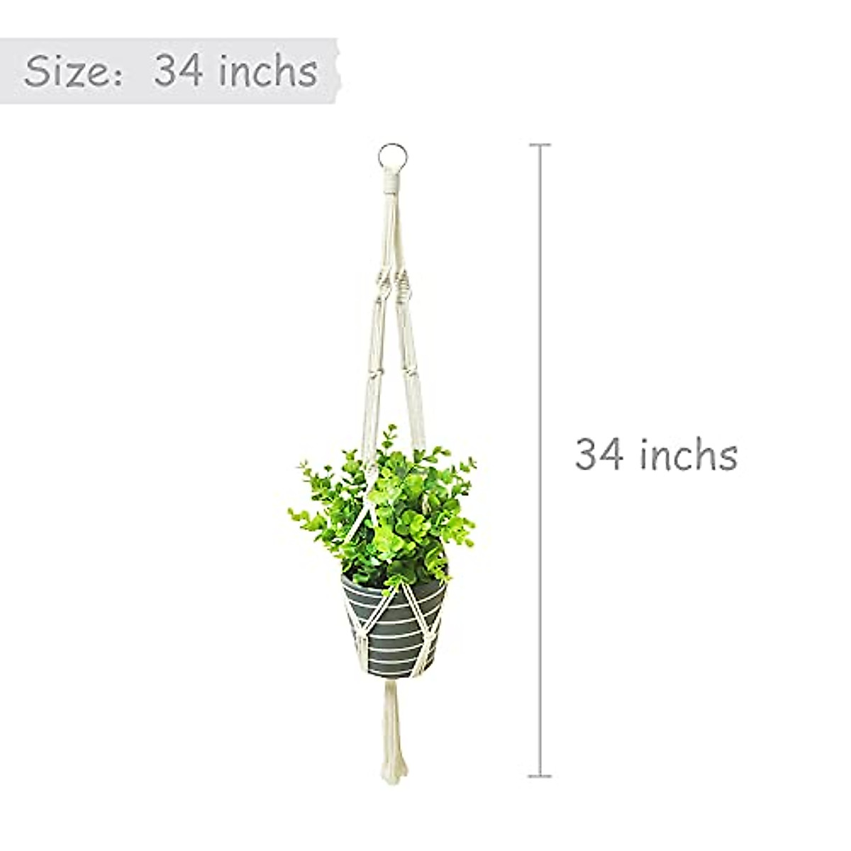 Lynnda Macrame Wall Hanging Shelves, Macrame Plant Hangers of 2, Boho Home Wall Decor Floating Shelves with Detachable Stick