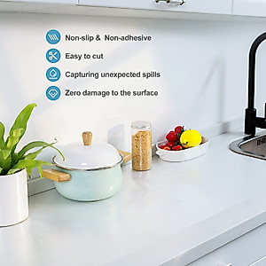 Puricon Non-Adhesive Shelf Liner, Non-Slip Clear Plastic Ribbed Liners for Refrigerator Pantry Cabinet Closet Drawer Desks Shelves Storage, BPA Free -12 Inch x 10 FT