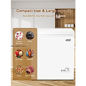 KRIB BLING 7.0 Cu.Ft Chest Freezer Compact Mini Deep Freezer with Top Open Door 7 Gears Temperature Control with Removable Storage Basket White