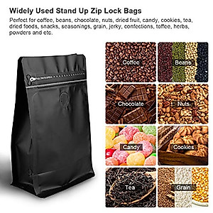 Coffee Bags 30 Pack Different Sizes 8oz 16oz 32oz Resealable Stand Up Zip Lock Pouches Airtight Food Storage Bags Coffee Bean Flower Tea Snack Dried Fruit Food with Degassing Valve (BLACK)