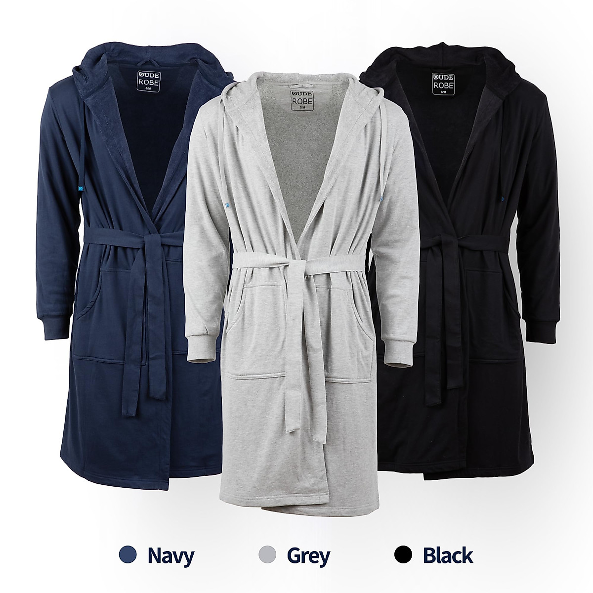 DudeRobe Men's Hooded Robe | As Seen on Shark Tank! - S/M, Navy Blue, Ultimate Comfort and Style for Men's Loungewear
