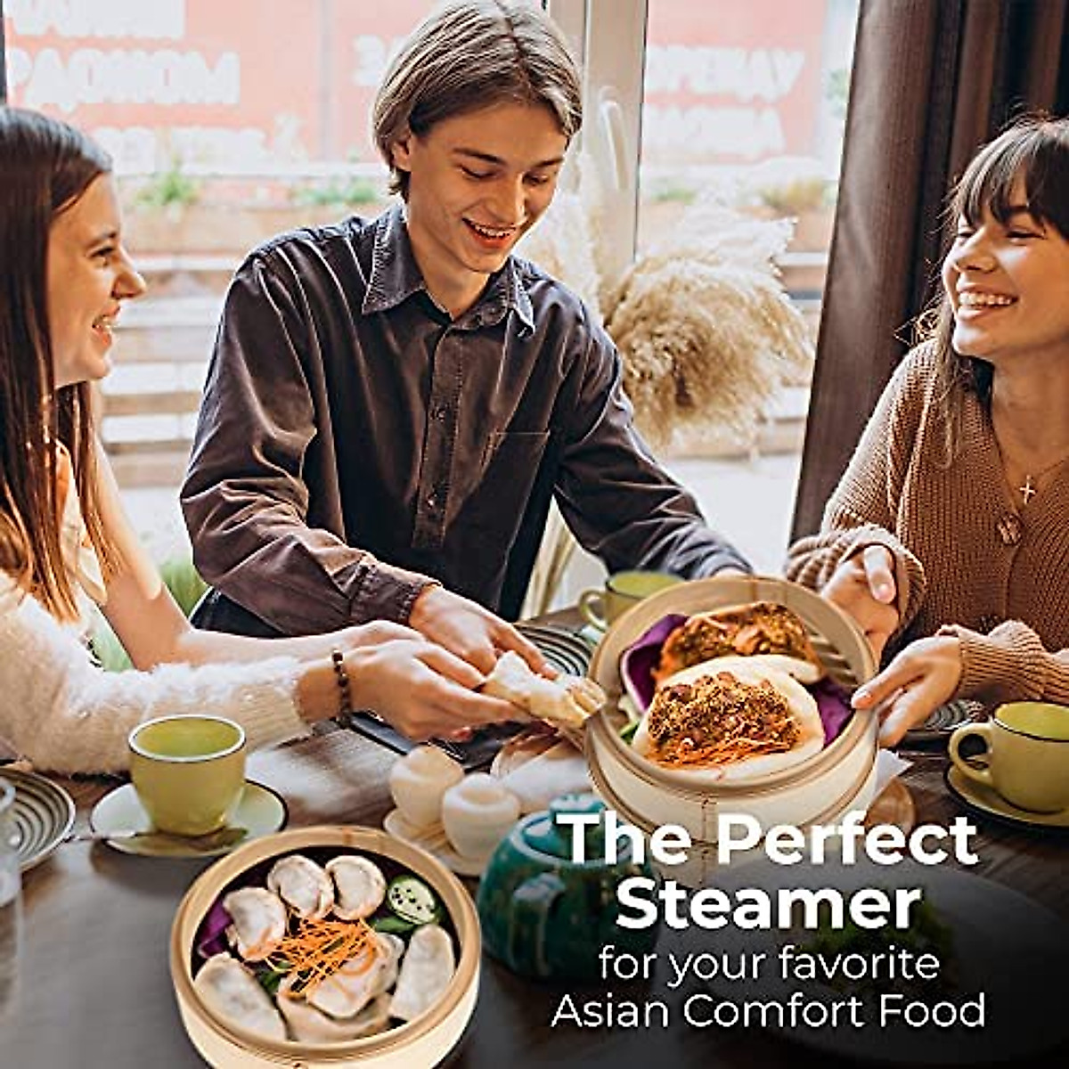 Annie’s Kitchen Complete Set Handmade Bamboo Steamer Baskets, Lid Dumpling Maker with Spoon, 4 Reusable Cotton Liners, 2 sets Chopsticks- For Rice, Vegetables, Fish, Meat, Desserts(10 Inch 2 Tiers)