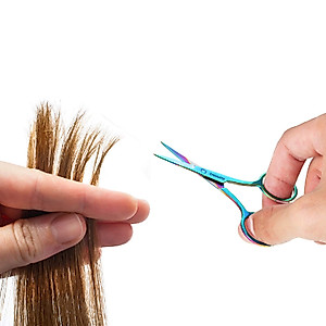 3 Pack Nose Hair Scissors Facial Hair Scissors Small Scissors Stainless Steel Straight Tip Scissor for Eyebrows, Nose, Moustache, Beard (Rainbow Color)