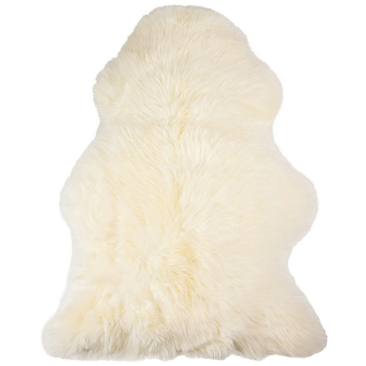 Natural Milan Genuine Sheepskin Area Rugs with Thick and Lush Pile, Fluffy Sheep Fur Rug with Anti-Skid Backing for Bedroom Living Room, Single Pelt, Ivory 2 ft x 3 ft