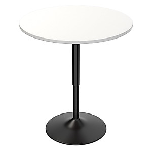 Magshion 31.5" Round Bar Table 27.5"- 36" Height Adjustable Pub Table with Enlarge Base for Living Room Patio Bistro, White