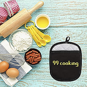 Funny Gamer Gift 99 Cooking Baking Oven Pads Pot Holder with Pocket Gaming Gift (99 Cooking)