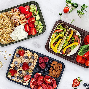 Bentgo® Prep 60-Piece Meal Prep Kit - 1, 2, & 3-Compartment Containers with Custom Fit Lids - Microwaveable, Durable, Reusable, BPA-Free, Freezer & Dishwasher Safe Storage Containers (Rich Shades)