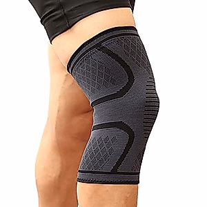 YCSM 1PCS Fitness Running Cycling Knee Support Braces Elastic Nylon Sport Compression Knee Pad Sleeve for Basketball Volleyball (Color : Black, Size : L)