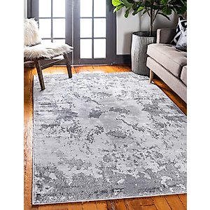 Unique Loom Metro Collection Area Rug (8' x 10' Rectangle, Light Gray/ Gray)