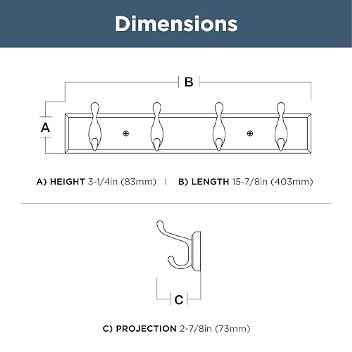 FRANKLIN BRASS Casual Curve Wall Mounted Pure White 16 in. Coat Rack, 4 Nickel Hooks, B46717K-PMN-C2