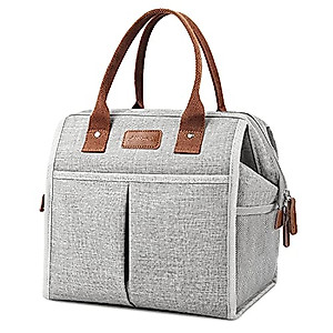 EASYFUN Lunch Bag for Women & Men, Large Insulated Lunch Box Cooler Tote Bags, Adult Reusable Lunch Boxes with Water Resistant for Work, School, Travel and Picnic (Grey)