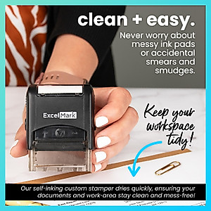 for Deposit ONLY - ExcelMark A1539 Self Inking Rubber Bank Stamp - Blue Ink