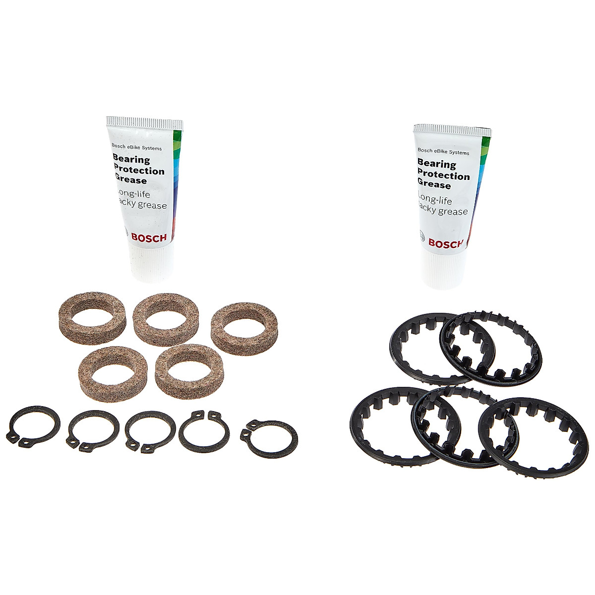 Bosch Ebike Service Kit. Bearing protection ring BDU2xx. Bearing rings, feltrings, circlips and grease. 2100620