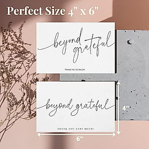 Beyond Grateful Thank You Cards | Bulk Pack of 100 with Kraft Envelopes and Matching Stickers, 4x6 Inch Minimalistic Design | Suitable for Business, Baby Shower, Wedding, Graduation, Bridal Shower, Funeral