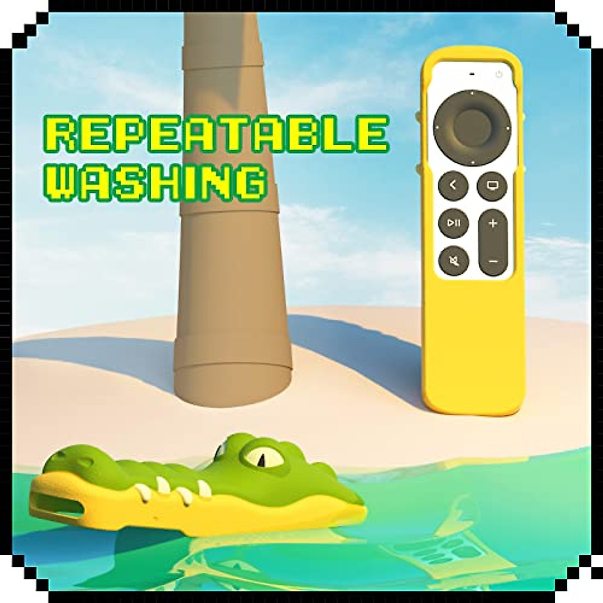 SIKAI CASE Silicone Protective Case for Apple TV 4K Remote 2021/2022,Shockproof Protective Skin for New Apple TV Siri Remote (2nd/3nd Generation),Anti-Lost with AirTag Case Inside(Crocodile)