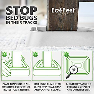 Bed Bug Interceptors – 4 Pack | Bed Bug Blocker (XL) Interceptor Traps (White) | Extra Large Insect Trap, Monitor, and Detector for Bed Legs