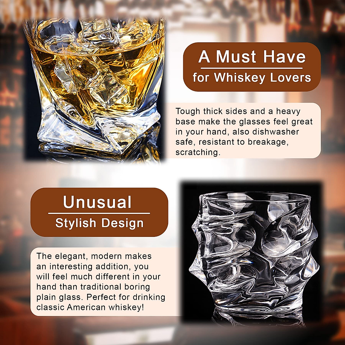 MoonlyTree Whiskey Shot Glasses Set of 2, Real Bullet Classic Whiskey Shot and Beer Glasses for Bourbon, Scotch, Rum, Gift for Men, Friends, Family-9/11Fl.oz